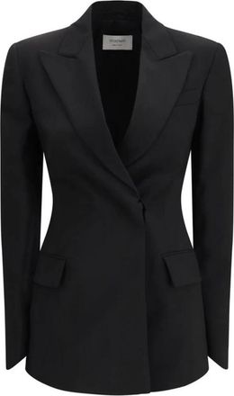 Max Mara Fleece Wollblazer mit fallendem Revers - - Jackets - Damen - Schwarzk - 3XS