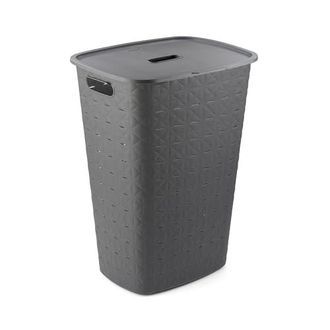 Curver Softex Wäschekorb, 56 l, 70% recyceltes Material, langlebig, leicht, dunkelgrau