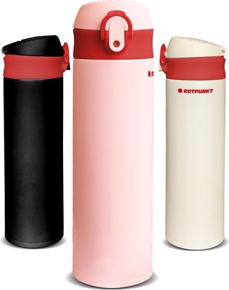Rotpunkt Trinkflasche Edelstahl 500ml - Made in Germany - Auslaufsichere Isolierflasche mit Komfort-Klickdeckel (Flaskstar, Coral)