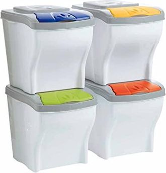 Bama Poker Bama Secchio Pattumiera Differenziata, 4 Pezzi, Colori Assortiti
