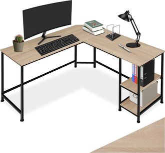 TecTake Schreibtisch L Form, Eckschreibtisch mit Monitoraufsatz, Industrial Schreibtisch, Gaming Tisch, Computertisch, für Home Office, Büro - 138x138x75,5cm 