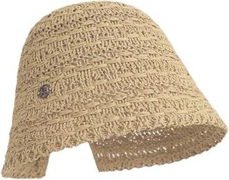 Generico Chapeau de paille type Bucket pour femme | pour femme plage d&eacute;t&eacute; | Casquette artisanale pliable respirante pour voyage, plage, randonn&eacute;e, camping, ext