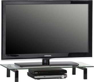 Maja M&ouml;bel MAJA-M&ouml;bel 1603 9599 TV-Board, Metall schwarz - Klarglas, Abmessungen BxHxT: 82 x 12,5 x 35 cm