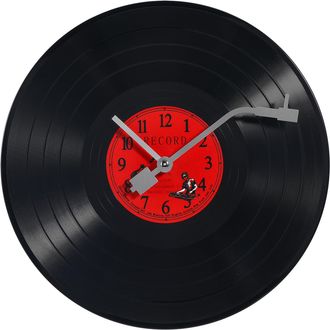 Amosfun Kreative Schallplatten-Wanduhr - Vinyl-Wanduhr F&uuml;R Wohnzimmer, B&uuml;Ro, Kinderzimmer - 30 cm Rote Schallplatte - DIY Graffiti Design - Perfekt F&uuml;R Musikl
