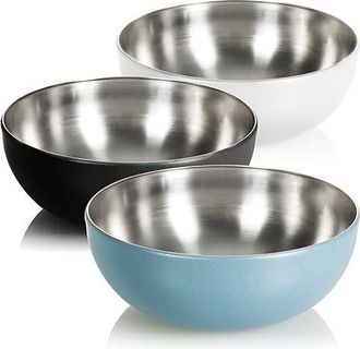 Com-Four 3x bol m&eacute;langeur en acier inoxydable - bol de cuisine multifonctionnel pour collations ou salades - bol en m&eacute;tal avec rev&ecirc;tement ext&eacute;rieur - environ 3