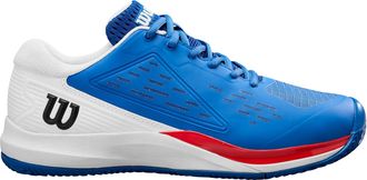 Wilson Rush Pro Ace Clay Herren-Tennisschuhe, Sichere Passform, Dynamische Unterstützung, Atmungsaktives Mesh, Ideal für Sandplätze, Deja Vu Blau/Weiß/Infrar