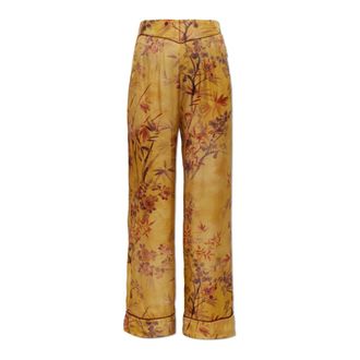 Forte_Forte Hosen mit Pflanzenmotiv - - Trousers - Damen - Gelb - S