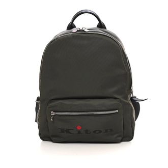 Kiton Rucksack mit Lederdetails und Vordertasche - - Bags - Herren - Gr&uuml;n - ONE SIZE