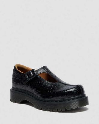 Dr. Martens Rejena Mary Jane Croc Emboss Leder Schuhe in Schwarz, Gr&ouml;&szlig;e: 36