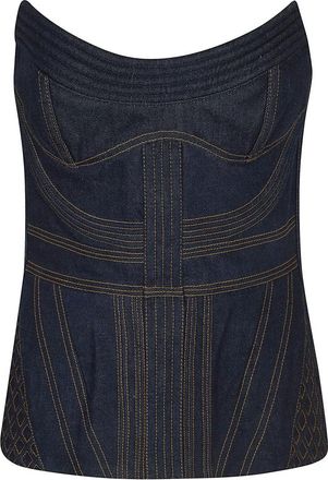 Zimmermann Femme, Tops, Bleu, Taille: 40 FR Corset en denim c&ocirc;tel&eacute;