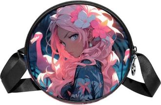 Generic Sac &agrave; bandouli&egrave;re Circle pour femme, petit sac &agrave; bandouli&egrave;re avec fermeture &eacute;clair, bretelles r&eacute;glables, sac &agrave; main rond d&eacute;contract&eacute; pour femmes et fi