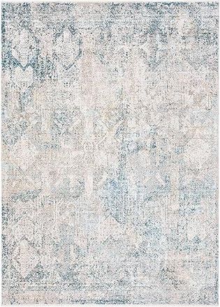 Safavieh Zeitgenössische Teppich für Wohnzimmer, Esszimmer, Schlafzimmer - Dream Collection, Kurzer Flor, Grau und Blau, 91 X 152 cm