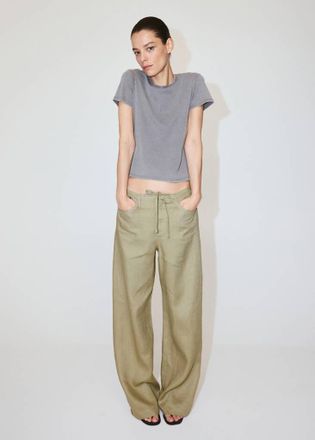 Mango Pantalon lin naud kaki - Femme - 32 - MANGO