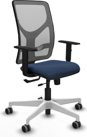 Piqueras y Crespo B&uuml;rostuhl, blau, mit 1D-Armlehnen, h&ouml;henverstellbare Lendenwirbelst&uuml;tze, ausgestattet mit Syncro/Traslack und Schneideschaum, mit Rollen 65 mm, Parket