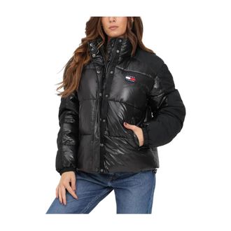 Tommy Hilfiger Schwarze Pufferjacke mit Ton-in-Ton-Badge - - Jackets - Herren - Schwarzk - L