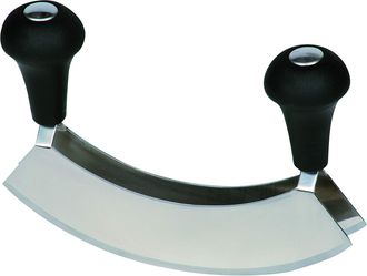 Kelomat 1654-247, Wiegemesser, Spezialmesser, Edelstahl, rostfrei, halbrunde Doppelklinge, zwei Griffe, Kunststoff, Silber/Schwarz, LBH 17 x 3.8 x 12.6 cm, 19