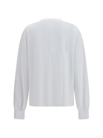 Ganni Womens Strawberry Long-Sleeve Cotton T-Shirt Bright White T-Shirts And Polos