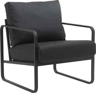 Clp Lounger Manea I Relaxsessel Kunstleder Oder Stoff Bezug I Mit Stabilem Metallgestell I Gepolsteter Clubsessel, Farbe:schwarz, Material:Kunstleder