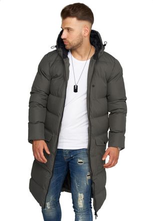 SOULSTAR Herren Parka Winterjacke als Langer Steppmantel mit Kapuze - Winterparka als Puffermantel - Wintermantel f&uuml;r M&auml;nner S2_BANANA-Charcoal-M