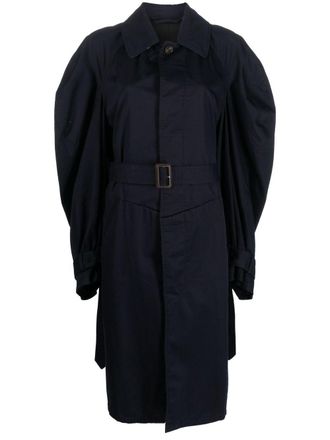 Balenciaga trench en coton Twisted &agrave; manches bouffantes - Bleu