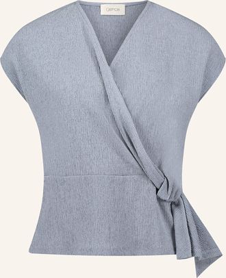 Cartoon Cartoon Bluse In Wickeloptik grau