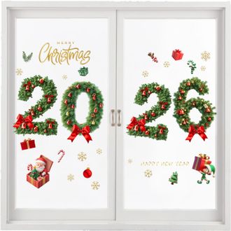 Generico Weihnachtsaufkleber f&uuml;r Fenster: statisches Weihnachtsspiel aus PVC, statische Weihnachtsmotive aus PVC, Fensterszenenaufkleber der Saison 2026, Glasd