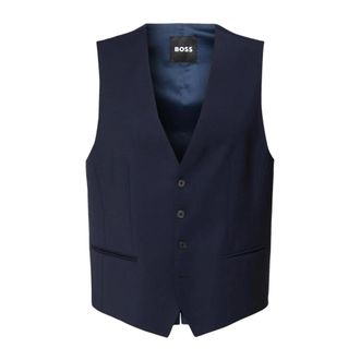 HUGO BOSS Weste Regular Fit aus elastischer Schurwolle - - Suits - Herren - Blau - 2XL