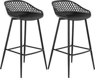IDIMEX Lot de 2 tabourets de bar irek, en plastique blanc et pieds en m&eacute;tal blanc