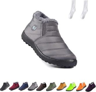 Generic Bottes orthop&eacute;diques chaudes imperm&eacute;ables pour homme et femme - Antid&eacute;rapantes - Doublure en fausse fourrure - Chaussures dhiver &agrave; enfiler, gris, 40.5