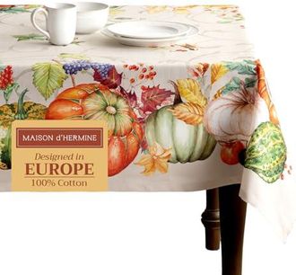 Maison d'Hermine Lumina Nappe 100% Coton pour Cuisine d&icirc;ner Table d&eacute;coration de f&ecirc;te Mariage, f&ecirc;te m&egrave;res Thanksgiving/No&euml;l (Rectangle, 160cm x 220cm)