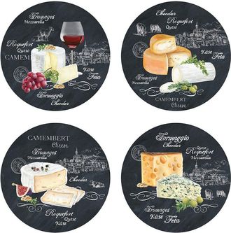 Easy Life 463 WOCH 4 Teller Set, Porzellan, Mehrfarbig, 20 x 20 x 5.5 cm