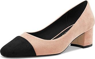 Castamere Femmes Bloc Chunky Mi Talon Heel Bout Slip-on Escarpins Classique Dress 5 CM Heels Beige 38 EU