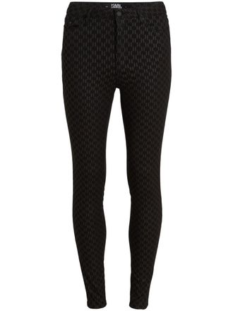 Karl Lagerfeld Skinny-Jeans mit Monogramm-Print - Schwarz