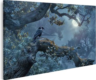 Islandburner Bild auf Leinwand Mystischer Rabenmond in der Dämmerung für Schlafzimmer Liebhaber Nagelstudio Bilder Wandbilder Poster