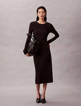 Calvin Klein Robe longueur midi ajourée en jersey de crêpe