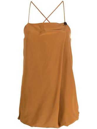 Alysi haut en soie à encolure carrée - Marron