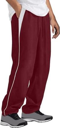 Generic Pantalon de jogging tendance coupe droite pour les sorties et les soir&eacute;es - Taille &eacute;lastique - Bas doux et confortable, bordeaux, XL