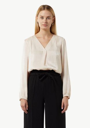Comma Langarmbluse Bluse Schimmernde Bluse mit Faltendetails