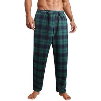 Generic Pantalon de pyjama long pour homme &agrave; carreaux - Pyjama en coton respirant - Pantalon de pyjama en flanelle - Pantalon de nuit - Pantalon de pyjama - P