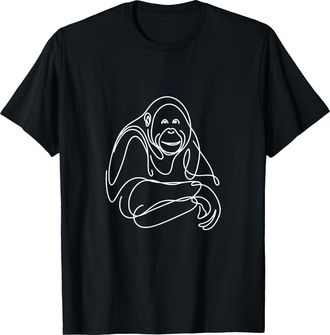 Jimbeels Elegant Line Art Orang-Utan Wildtier T-Shirt