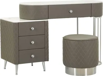 Paris Prix Coiffeuse Avec Pouf Effet Marbre Sharon 120 Gris & Argent