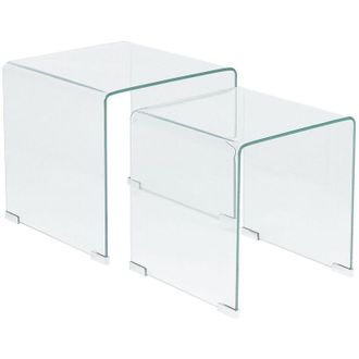 Beliani 2 x Tables Basses dAppoint en Verre Transparent de Design Minimaliste et Contemporain pour Salon Moderne ou Scandinave Beliani