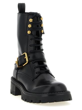 Versace Medusa Buckle Lace-Up Boot - Black