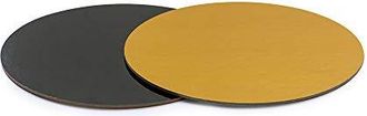 Decora 0932552 Tortenunterlage aus Karton, mit Kunststoff überzogen, 3 mm dick, Ideal zum Präsentieren und Servieren von Desserts, Gold und Schwarz, Durchmes