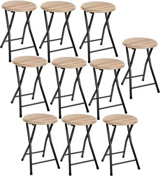 Toilinux Toilinux - Lot de 10 Tabourets pliants en m&eacute;tal et mdf