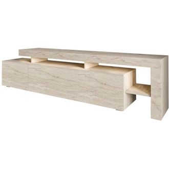 Hanah Home Meuble TV en bois Beliz - 192 x 37 x 53 cm - Travertin