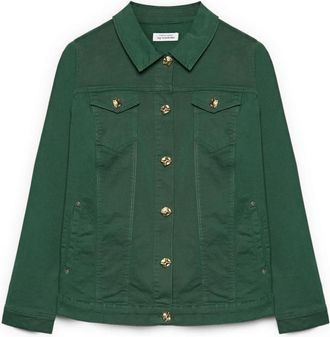 Fiorella Rubino Femme, Vestes, Vert, Taille: 48 FR Veste en Jean avec Boutons D&eacute;coratifs