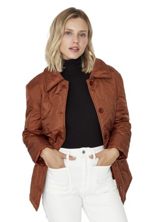 Trendyol Damen Regular Puffer Plain Webstoff Winterjacke Coat, Brown, x_s