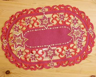 Matches 21 Tischdeckchen Selina 30 x 45 cm Elegante Lochstickerei Stern Mitteldecke rot Weihnachten Polyester