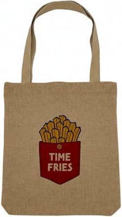 Fabulous Sac Shopping Tote Bag Aspect Lin - Poche Time Fries Frite Fast Food Illustration Dessin - Sac de Courses Toile Epaisse 360g Beige Naturel Cabas Port&eacute; 